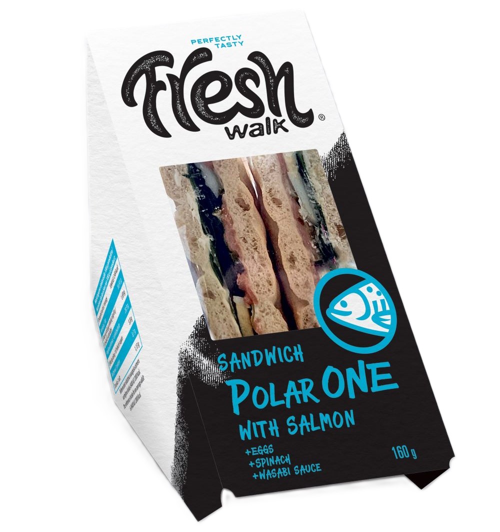 POLAR ONE sumuštinis su lašiša, kiaušiniais, špinatais ir vasabi padažu